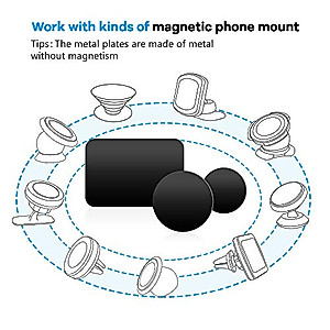 Ozgoe Happy Bell (14 Pack) Universal Mount Metal Plate with Adhesive for All Magnetic Car Mount Cell Phone Holder Cradle-Less Air Vent Mount -– Rectangular and Round,Black