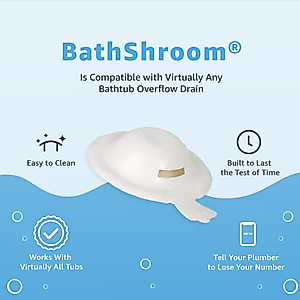 BathShroom Overflow Drain Cover for Fuller Baths, White