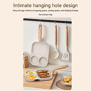 Divided Frying Pan, 3 Section Grill Pan All in One Pan Fried Egg Pan for Breakfast Gas Stove Induction Cooker
