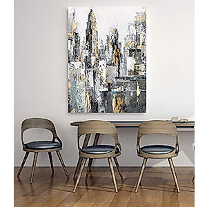 Yihui Arts Large Modern Abstract Chicago City Canvas Wall Artworks Painting with Gold Foil for Living Room Decoration