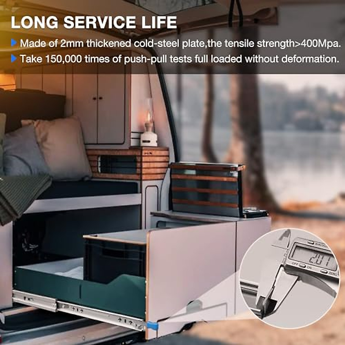 REGUDA Heavy Duty Locking Drawer Slides Full Extension Runners with Lock 12 14 16 18 20 22 24 26 28 30 32 34 36 38 40 Inch Side Mount Ball Bearing Rails Track Glides 250 Lbs (with lock, 20 inch)