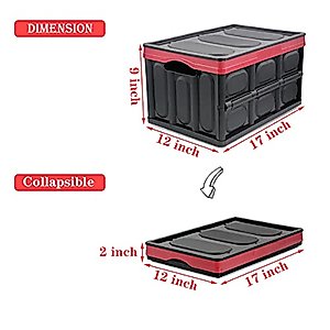 GUOZI 30 Liter Collapsible Storage Bin with Lid, Durable Plastic Folding Storage Crate, Stackable Storage Box Organizer Container for Keepsake Toy Photos Office Nursery Wardrobe Bookshelf etc.