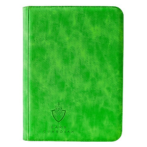 Card Guardian - 9 Pocket Premium+ Binder with Zipper for 504 Cards - Side Loading Pockets for Trading Card Games TCG (Green)