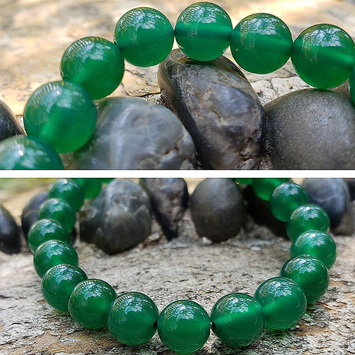 chengmu 8mm Green Agate Stretch Bracelet for Women Natural Handmade Round Beads Semi Precious Gemstone for Crystal Elastic Beaded Bracelet 7.5"