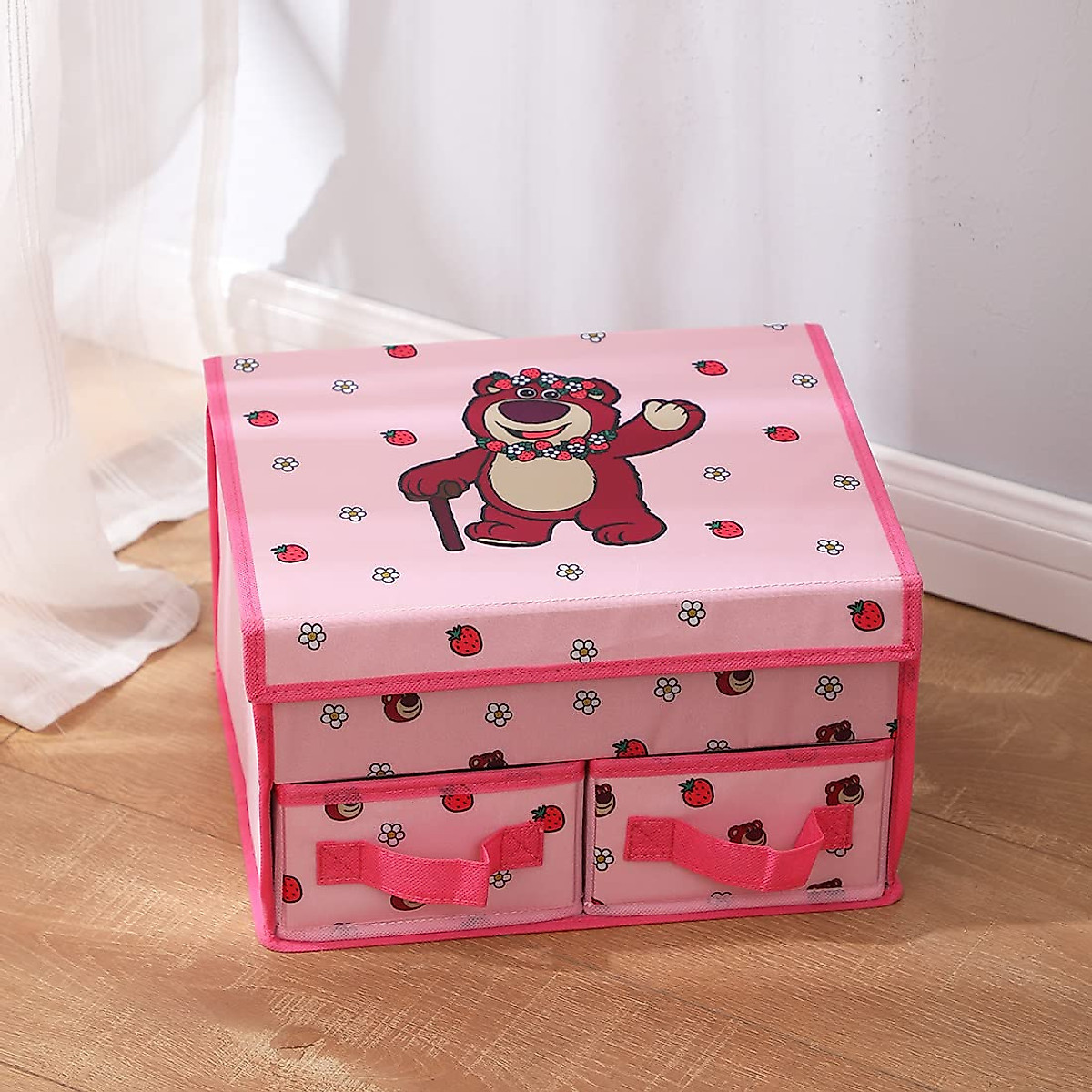 MINISO Lotso 14L Fabric Storage Bins with Lid/Handles/Drawer - Collapsible Organizer for Home, Office, Bedroom, Nursery, Closet - Storage Cubes for Clothes, Toys, and More