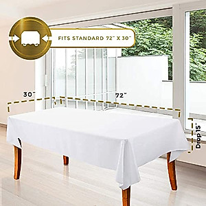 WEALUXE White Tablecloths for Rectangle Tables [60x102 Inch] White Table Clothes for 6 Foot Rectangle Tables, Washable Fabric Stain and Wrinkle Resistant  [2 Pack]