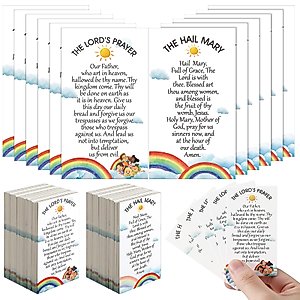 ReliThick 240 Pcs The Hail Mary Holy Cards Bulk Catholic Gifts for Kids The Lord's Prayer Cards Bulk for Children Bible Verse Study Bookmark Classroom School Church Supply for Students