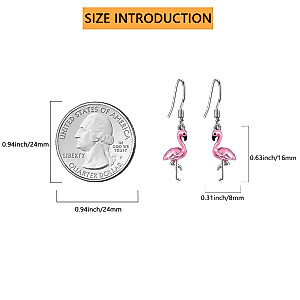 Flamingo Earrings for Women 925 Sterling Silver Pink Flamingo Dangle Drop Earrings Animal Jewelry Christmas Gifts for Women