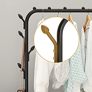 Iron Clothing Rack with Good Load-bearing, Garment Rack with Bottom Shelves, Sturdy Coat Rack for Hanging and Drying Clothes, Shirts and Blanket, 59.06" x 43.31" x 16.93" (Black)