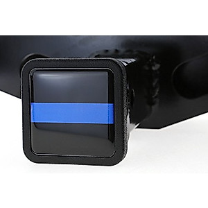 Reflective Trailer Hitch Cover Tube Plug Insert (Fits 2" Receivers, Thin Blue Line)