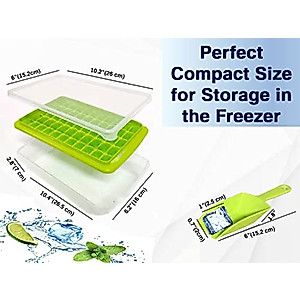 Large Ice Cube Mold, Ice Cube Tray for Freezer, Sphere Ice Container for Cocktails, 55 Mini Nugget Tray with Lid and Bin, Pebble Ice Bucket-Comes with Scoop, Cover, Ice Maker and Holder.