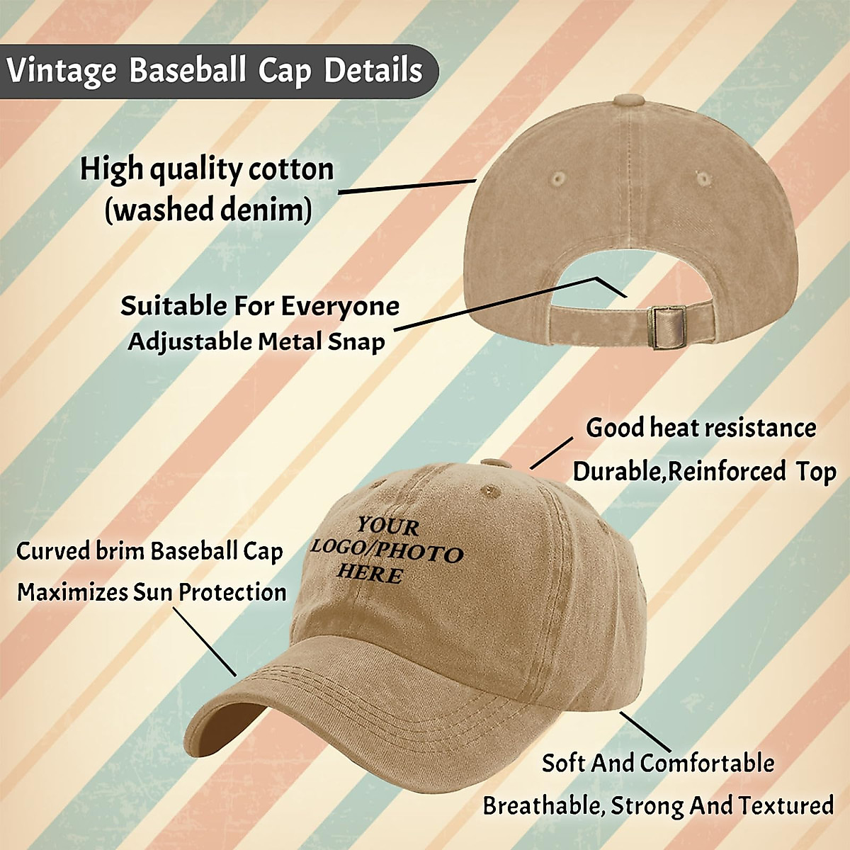 Custom Baseball Hat Add Design Your Own Bulk Cowboy Hat,Custom Trucker Hat for Men Women Natural Hat