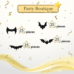 100pcs Bat Confetti, Black Glitter Bat Shape Table Confetti for Halloween, Halloween Themed Birthday Paper Scatters, Halloween Themed Baby Shower Party Table Decoration