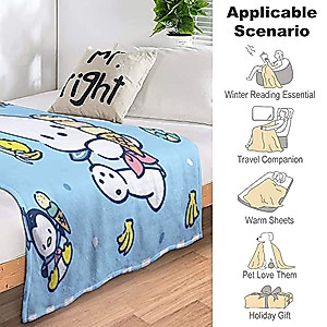 Ladycute P0ch-acc0 Flannel Throw Blanket Cozy Fluffy Prevent Pilling Resist Wrinkles for Bed Living Room Couch Chair Travel 40"x50"