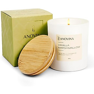 Anovina Vanilla Scented Candle – Hand-Poured in USA, Bamboo Lid & Elegant Gift Box. Candles for Home & Scented Candle Gifts for Someone You Love – A Perfect Valentine's Gift!