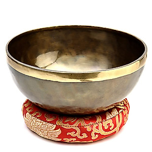 Himalayan Singing Bowl Set — 100% Handmade 8" Meditation Sound Bowl Handcrafted in Nepal with Mallet Striker & Cushion for Spiritual Healing, Mindfulness, Yoga & Relaxation, Flower of Life