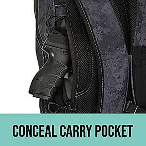 Allen Company Girls with Guns Midnight Deluxe Backpack with Lockable Concealed Carry, Design for Women, Padded Laptop Sleeve, 760 CU in / 12.5 L, Black/Shade Blackout Camo