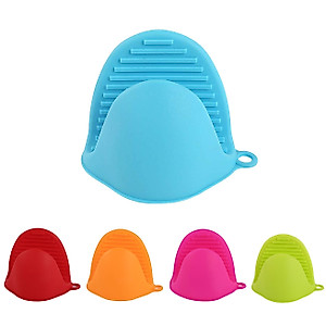 JCBIZ 2-Pack Silicone Oven Mitts Heat Resistant Microwave Cooking Baking Tools Kitchen Accessory Skid Pinch Grips Gloves Silicone Pot Holder Blue