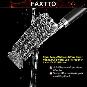 Grill Brush with Extra Strong Long Handle BBQ Cleaner Accessories - Safe Wire BBQ Brush, Triple Barbecue Scrubber Cleaning Brush for Gas/Charcoal Grilling Grates
