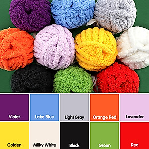 8 Pack Chunky Chenille Blanket Yarn for Hand Knitting and Crocheting - Jumbo Fluffy Super Bulky Yarn 28.4 Yds 7.7 Oz Each Skein (Blue Gray)