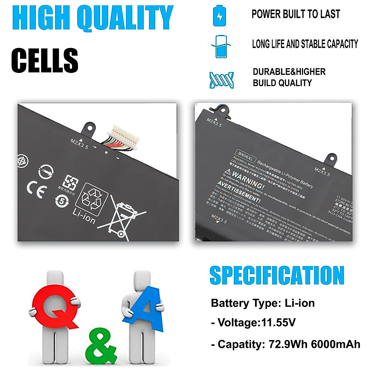 Emaks BN06XL Battery for HP Spectre X360 15-EB0000 Series 15-EB0043DX 15-EB0053DX 15-EB1043DX 15-EB0005UR 15-EB0005NI Series Laptop BN06072XL HSTNN-IB9A L68299-005 L68235-1C1