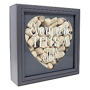 Boston Warehouse Shadowbox Wine Cork Holder Every Cork Tells A Story 10-Inch Gray