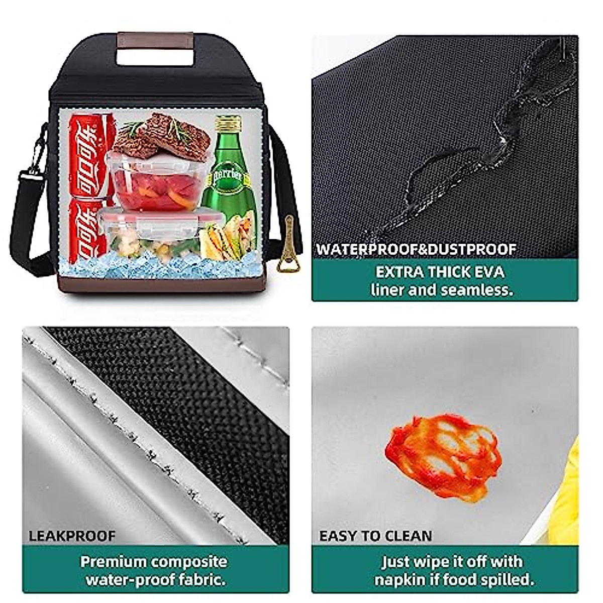 dujp Large Cooler Bag Collapsible Insulated Reusable Lunch Bag for Men Women,Lunch Box for Office Work Camping Picnic Beach, Leakproof Freezable Bag