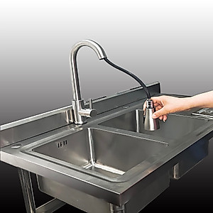 304 Stainless Steel Utility Sink Station - Left-Hand Operating Platform, 47.2 * 19.7 * 35.3 Inch Free Standing Commercial Grade Sink for Outdoor and Indoor Use - NSF Certified