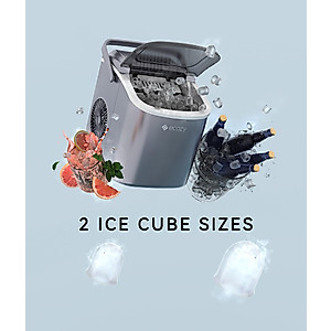 ecozy Portable Ice Maker Countertop, 9 Cubes Ready in 6 Mins, 26lbs in 24Hrs, Self-Cleaning Ice Machine with Handle/Ice Bags/Ice Scoop/Ice Basket, 2 Sizes Bullet Ice for Home Kitchen Office Bar Party