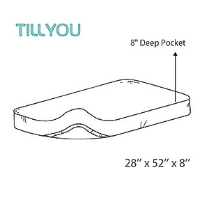 TILLYOU Fitted Crib Sheet Set 2 Pack - Super Soft Toddler Bed Sheets for Standard Crib and Toddler Mattresses, 28"x52"x8", Navy & Stone Blue