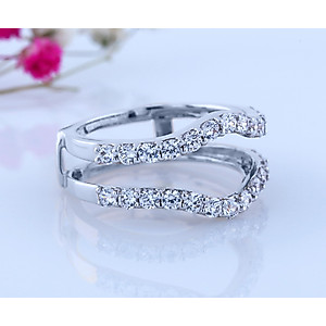 Dazzlingrock Collection 1.65 Carat (ctw) Round Cubic Zirconia Wedding Enhancer Guard Ring for Women in 10K White Gold Size 8