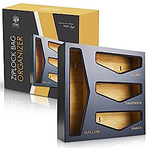 Ziplock Bag Organizer - Bamboo Ziplock Bag Organizer for Drawer, Ziploc Bag Holder, Ziploc Organizer, Storage Bag Organizer, and Zip Lock Bag Organizer, Plastic Bag Holder