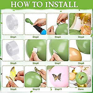 Fairy Birthday Party Decoration 154 Pieces Butterfly Balloon Garland Arch Kit Gold Olive Green Pink White Confetti Latex Balloons Gold Glitter Fairy Happy Birthday Cake Topper for Baby Shower Wedding