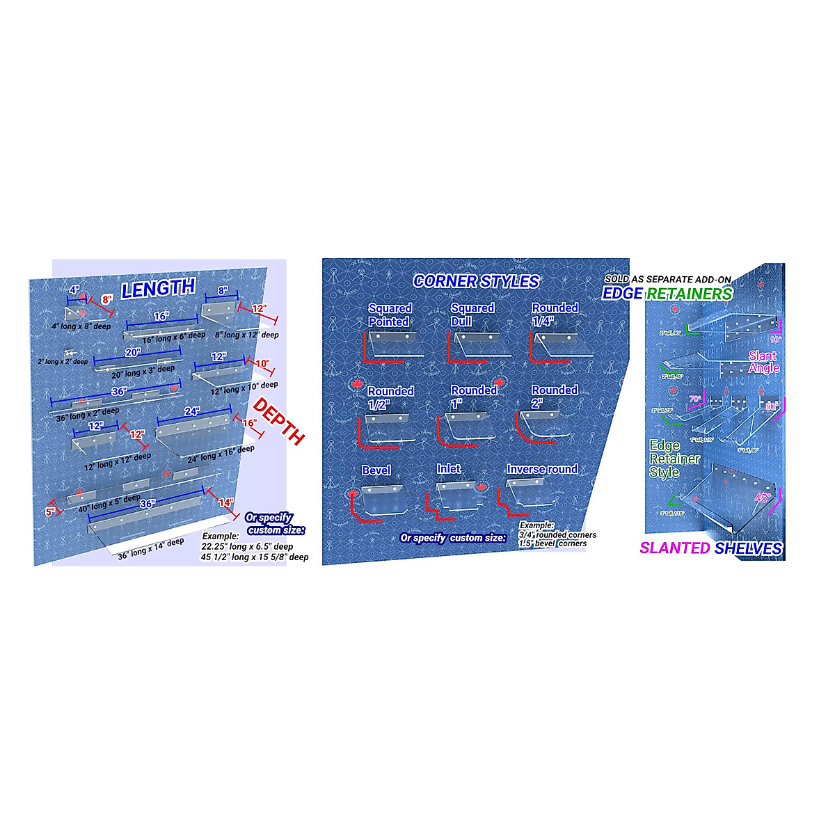 12" Long Clear Floating Shelf (11" deep) Xform3