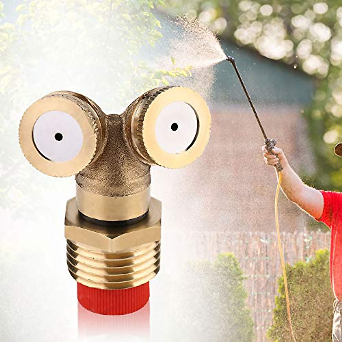 2pcs Brass Spray Misting Nozzle, Double Nozzle Spray Agricultural Garden Sprinkler Irrigation Sprayer for Washers Cleaner Gun