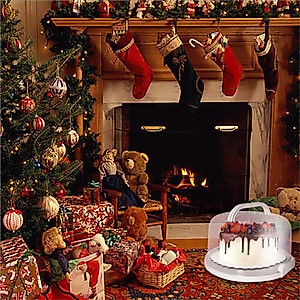 Garmeinea Cake Carrier Cupcake Containers with Lid and Handle Portable Storage & Transport Container Holder 10” Cake Stand for Cake Cupcakes Nuts Pies Muffins Cookies Fruit White