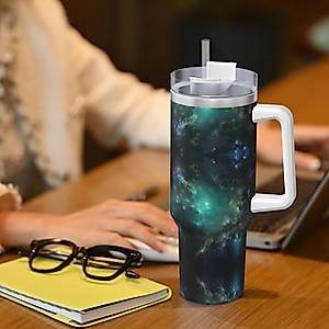 HULIBIN Galaxy Background Print Double Deck Stainless Steel Travel Coffee Cup With Lid 40 Oz Ice Bully Cup