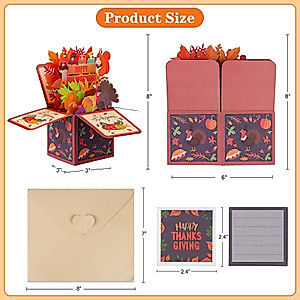 D4DREAM Thanksgiving Turkey Pop Up Card for Kids 3D Happy Thanksgiving Greeting Cards with Envelope Fall Pumpkin Greeting Cards for Autumn Party Family Friends Mother Grandma Thank You Celebration