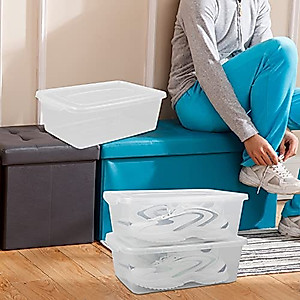 Kekow 4-Pack Plastic Clear Storage Bins with Lids, Plastic Latch Storage Box, 14 L