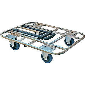 ELEFOCUS Flatbed Hand Cart Square Tube Hollow Out Platform Cart with Telescopic Lever Lightweight (Size:60 * 40-4in Wheels)