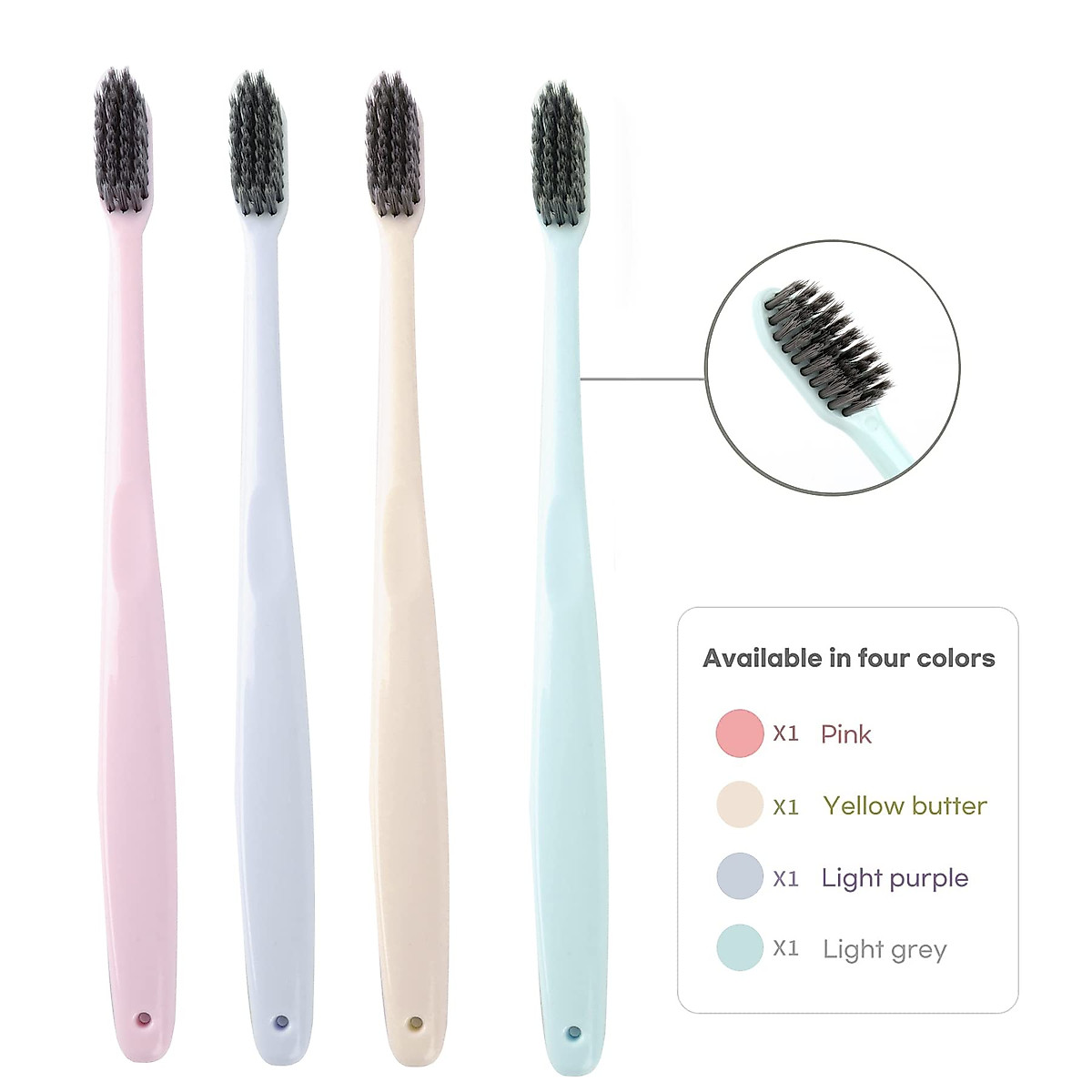 jedon 4Pcs Soft Bristle Toothbrush,for Sensitive Teeth and Gums Care,High Density Contact bristles Compact Head & Slim Design