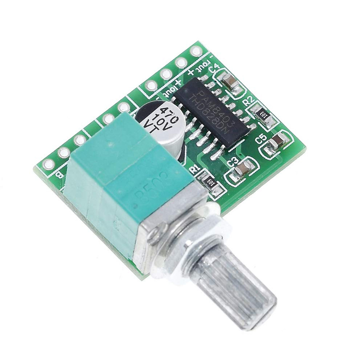 DAOKI 6PCS PAM8403 3W+3W Digital Power Amplifier Board DC 5V Dual Channel Stereo Power Amplifier Module with Volume Control Potentionmeter with 6PCS Knob Cap, 3PCS 3.5mm Audio Jack Cable