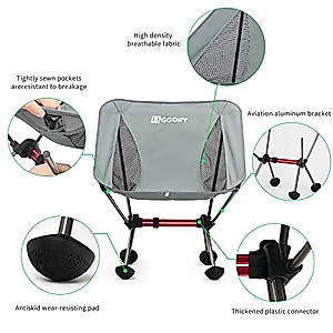 EGGORY Camping Chair, Outdoor Collapsible Chair, Portable Ultralight Compact Camping Folding Beach Chair with Anti-Sinking Large Feet, Stable Compact for Outdoor Camp, Travel, Beach, Picnic