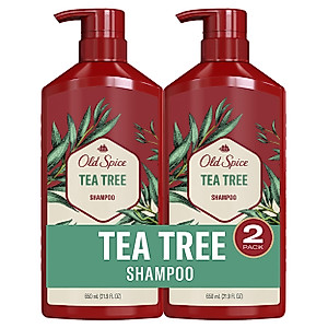 Old Spice Tea Tree Shampoo for Men, Cooling Shampoo with Tea Tree, Removes Built Up Dirt and Oil, 21.9 Oz Each, Twin Pack