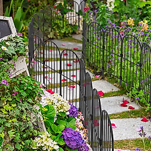 Decorative Garden Fence 10 Pack Animal Barrier Fence 10ft (L) x 24in (H) Rustproof Metal Wire Section Edging Fencing Panel for Outdoor Yard Landscape Patio, Arched