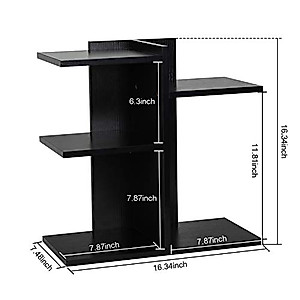 PAG Wood Desktop Shelf Small Bookshelf Desk Supplies Organizers and Accessories Storage Display Rack Office Decor for Women, Black