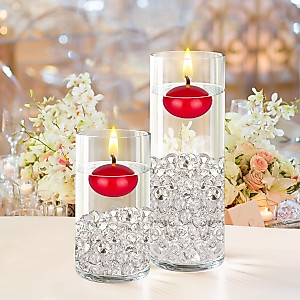 Mega Candles 12 pcs Unscented Red Floating Disc Candle, Hand Poured Paraffin Wax Candles 1.5 Inch Diameter, Home Décor, Wedding Receptions, Baby Showers, Birthdays, Celebrations & Party Favors