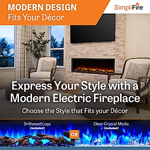 SIMPLIFIRE Scion 55" Clean Face Linear Electric Fireplace - Black, SF-SC55-BK