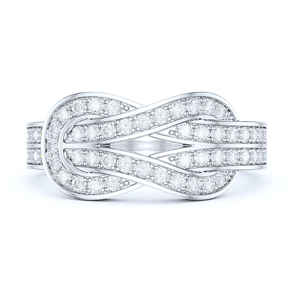 PRSTANI Sterling Silver Tie the Love Knot Full of Round Brilliant Cut Genuine Moissanites Promise Ring Wedding Band (3.5)