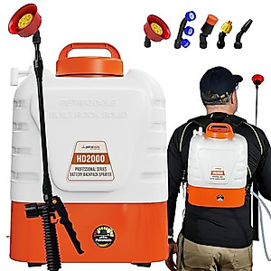 PetraTools 2-Gallon Battery Powered Sprayer, Battery Powered Backpack Sprayer - Compact Lawn Sprayers in Lawn and Garden Professional Electric Sprayer, Multiple Nozzles & Ultra Life Battery - HD2000